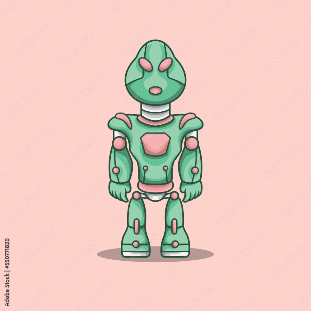 cute humanoid alien mascot logo robot cyborg mecha Stock Vector | Adobe ...
