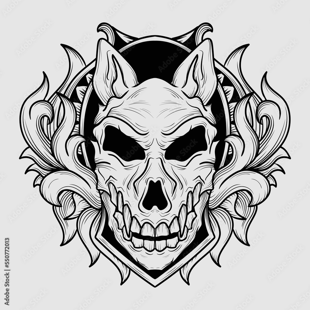 Black And White Demon Wolf
