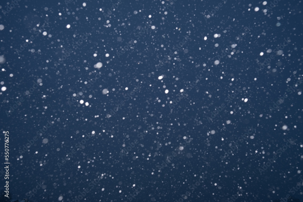 Beautiful dark blue night background with falling snow. Texture of ...
