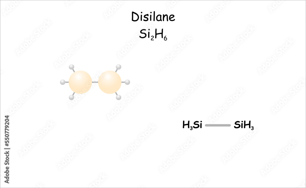 Stylized molecule model/structural formula of disilane. Stock Vector ...