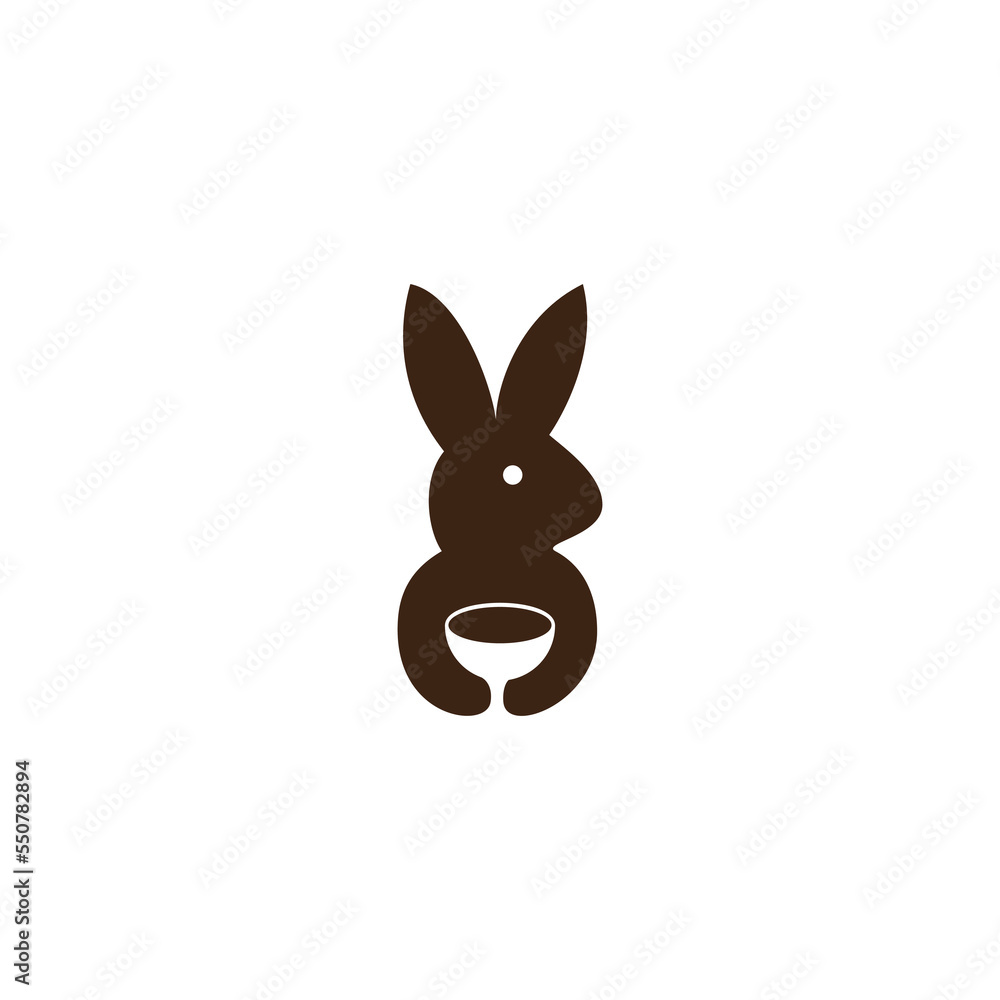 vector illustration of a rabbit and a coffee cup for an icon, symbol or ...