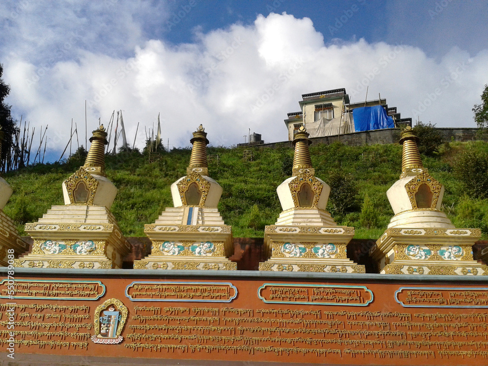 The array of Buddhist stupas builds in the premises of the monastery ...
