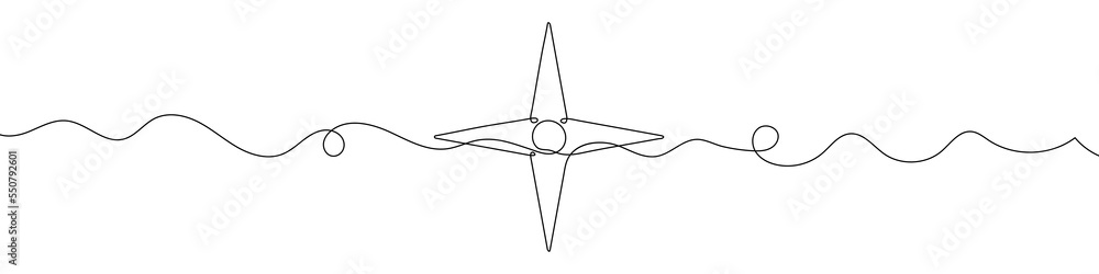 Compass symbol in continuous line drawing style. Line art of compass ...
