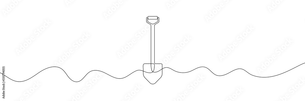 Shovel icon in continuous line drawing style. Line art of shovel icon ...