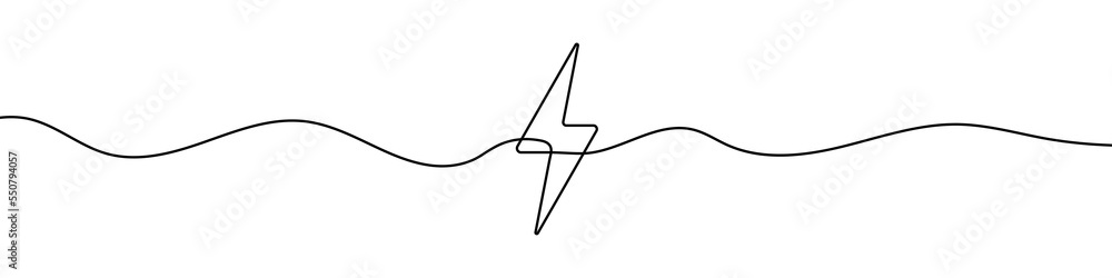 Lightning icon in continuous line drawing style. Line art of lightning ...