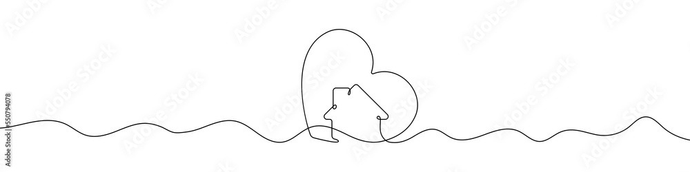 Love for home symbol in continuous line drawing style. Line art of ...
