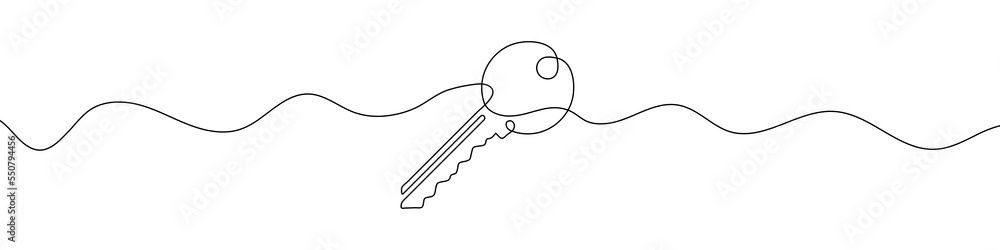 Key icon in continuous line drawing style. Line art of key icon. Vector ...