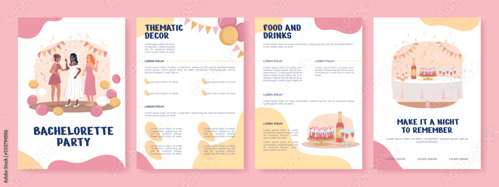 Bachelorette party flat vector brochure template. Booklet, leaflet ...