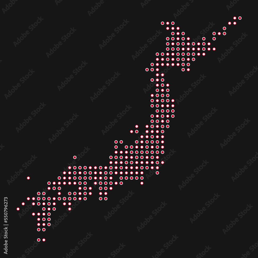 Japan Silhouette Pixelated pattern map illustration Stock Vector ...