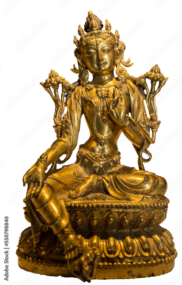 Isolated PNG cutout of a golden Statue of Tara on a transparent ...