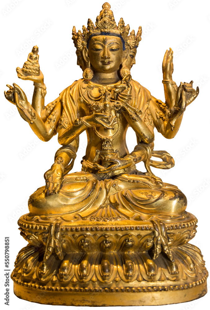 Isolated PNG cutout of a golden Statue of Tara on a transparent ...