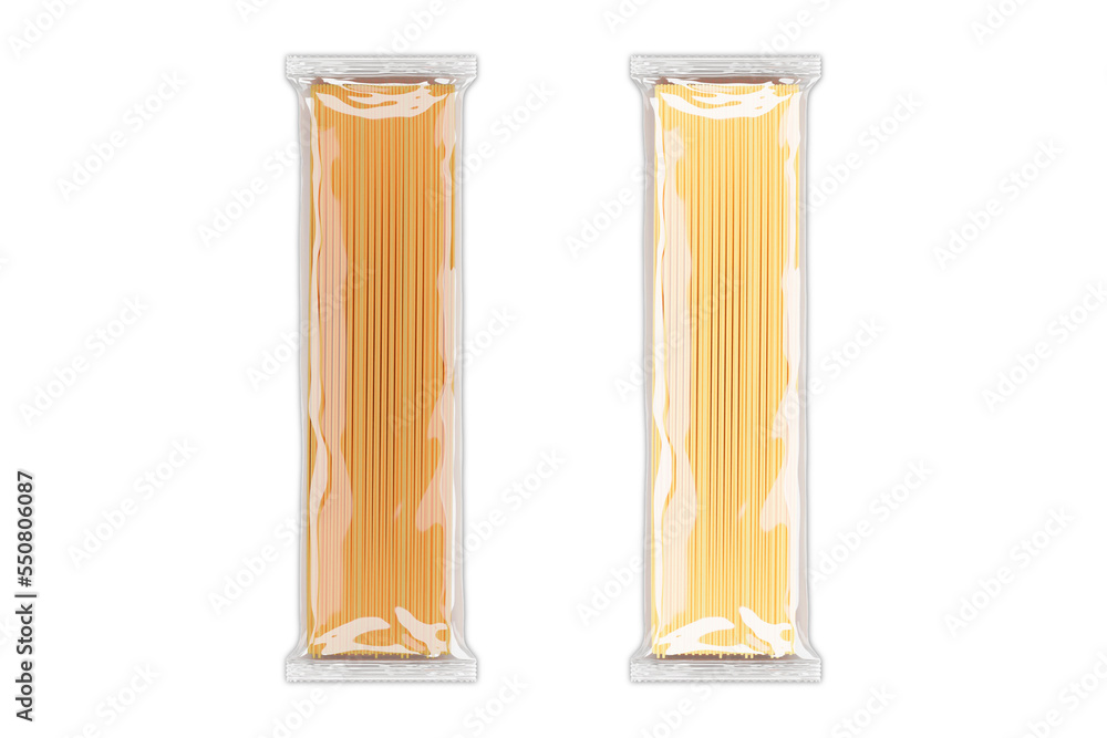 Spaghetti made from white and whole grain flour packaging. Mockup ...