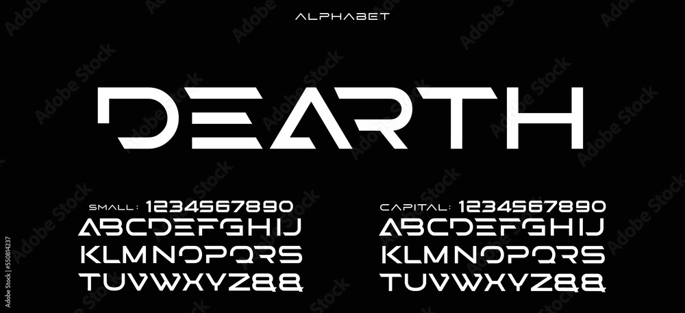 Digital modern with small and capital alphabet font and vector ...