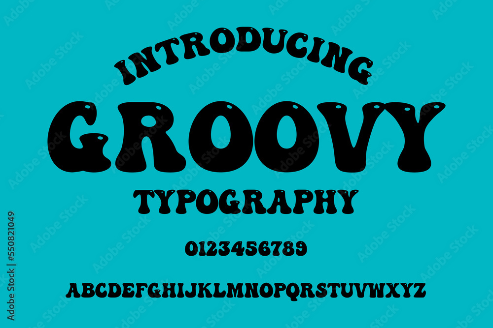 70s retro groovy alphabet letters font and number. Typography ...