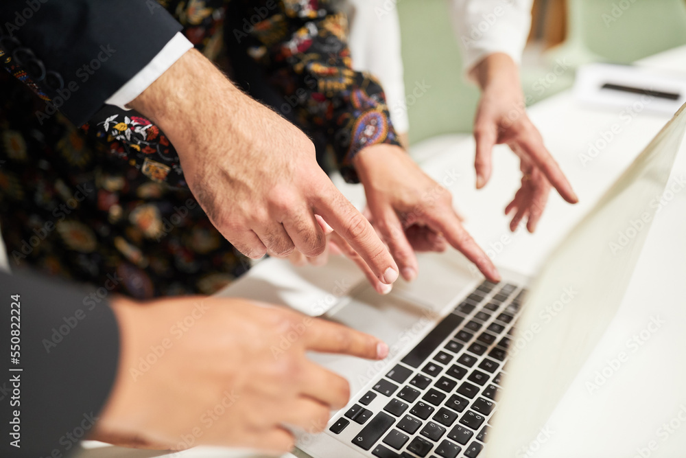 Hands and fingers pointing at computer keyboard Stock Photo | Adobe Stock