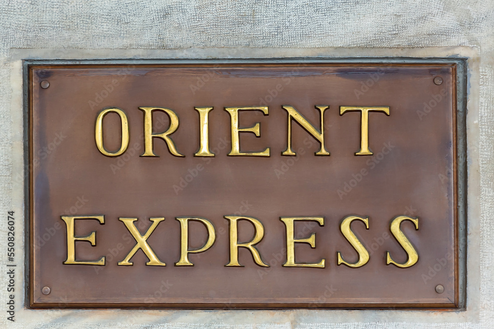Sign of Orient express station. Sirkeci train station is a last station ...