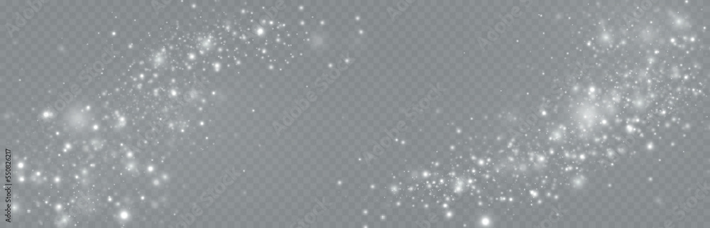 Particles of white magic dust. Shining light particles.Christmas ...
