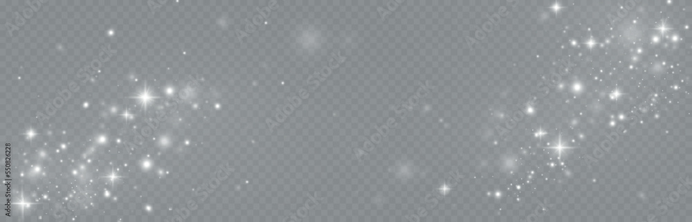 Particles of white magic dust. Shining light particles.Christmas ...