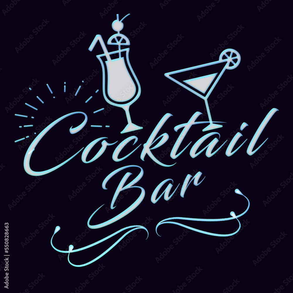 Cocktail club neon glow logo, Night club and Bar Neon Signs Style Text ...