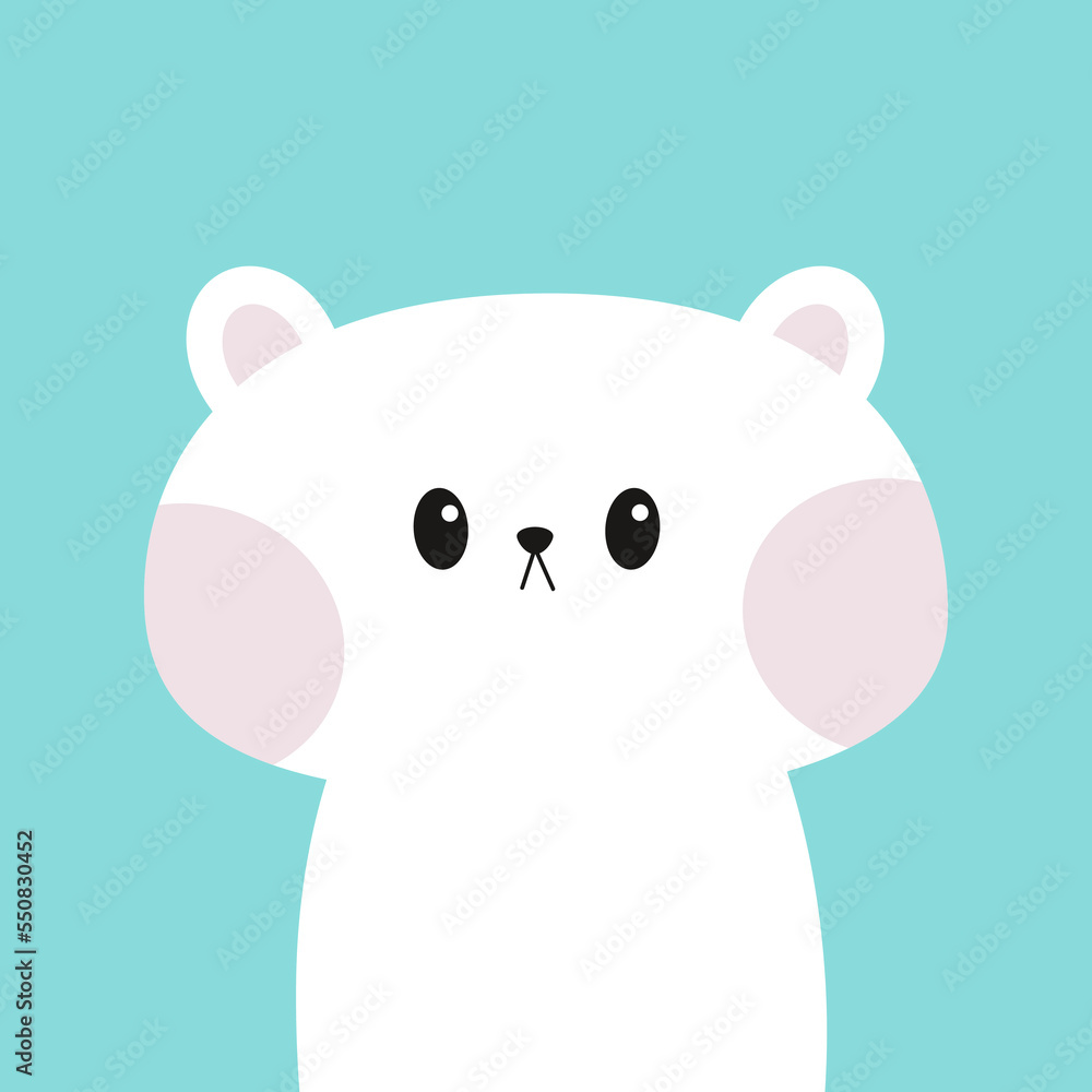 Cute white bear. Funny face icon. Kawaii funny animal. Pink cheek ...