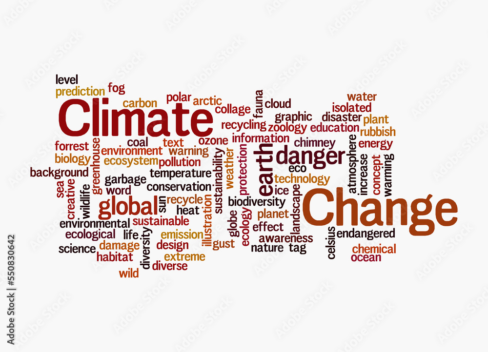 Word Cloud with CLIMATE CHANGE concept, isolated on a white background ...