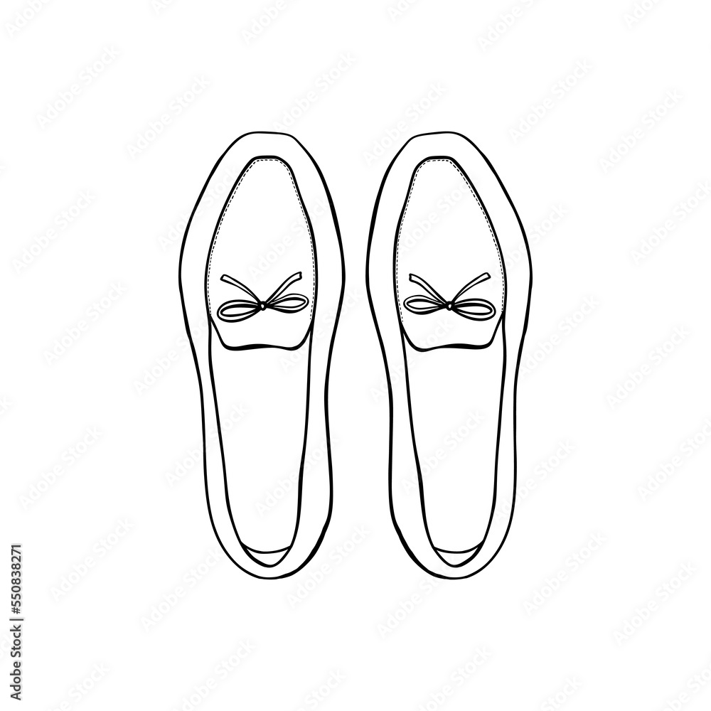 Pair shoes. Hand draw doodle outline sketch. Vector illustration. Stock ...