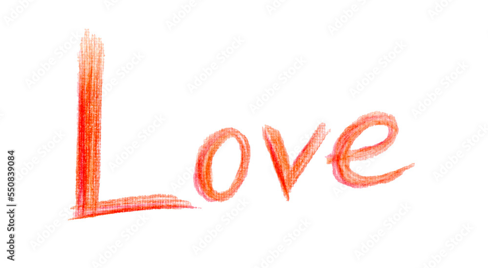 LOVE, text. Pencil illustration of letters for posters, cards, banners ...