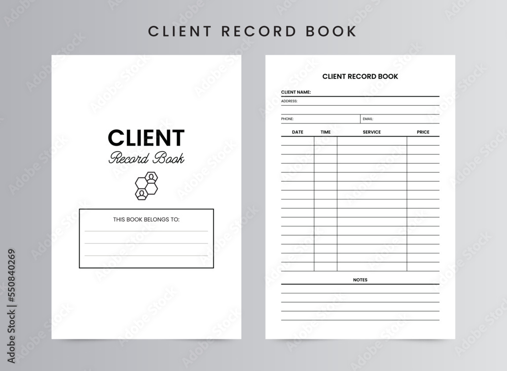 Client Record Book Printable Template Stock Vector | Adobe Stock