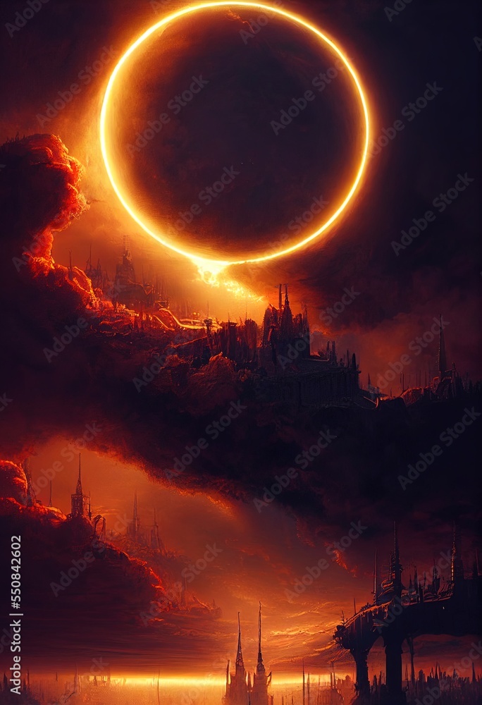 End of the World Biblical Apocalypse Destroyed World on Fire - Digital ...