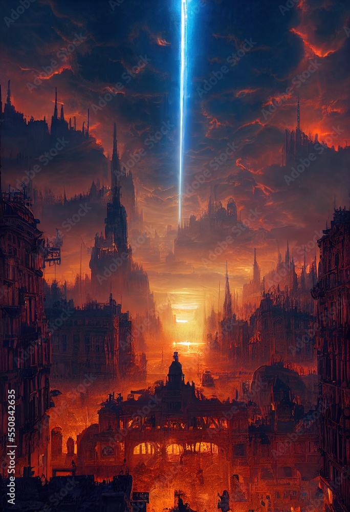 End of the World Biblical Apocalypse Destroyed World on Fire - Digital ...