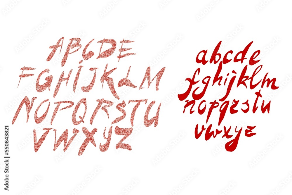 alphabet, hand drawing letters, drawing with a brush, calligraphy font ...