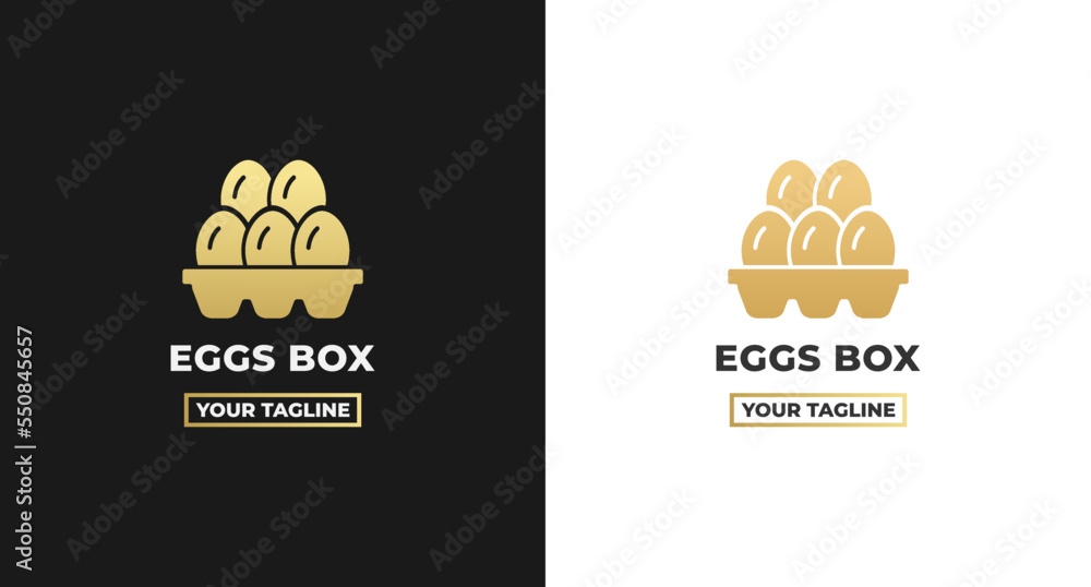 eggs box logo or eggs box logo isolated on white and black background ...