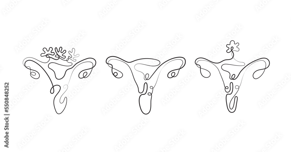 Drawing of Woman uterus in Line art style. Illustration of Woman ...