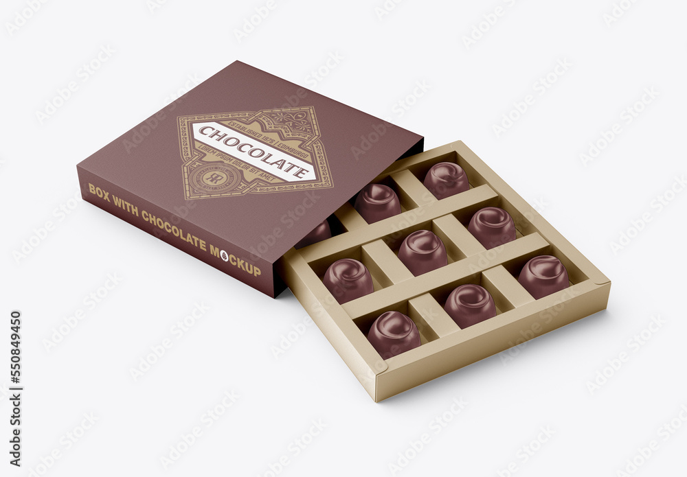 Box Of Chocolates Mockup Stock Template | Adobe Stock