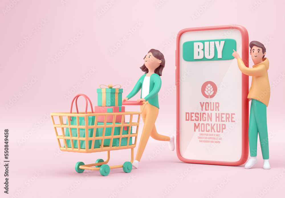 Online Shopping Concept With Smartphone Mockup Stock Template | Adobe Stock