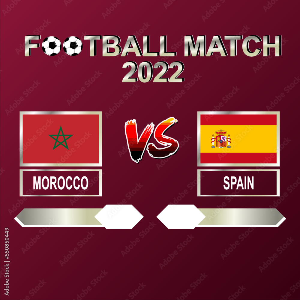 Morocco vs Spain football cup 2022 gradient red template background ...