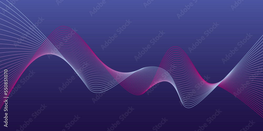 Dark background Blue Pink wave lines. Flowing waves design Abstract ...
