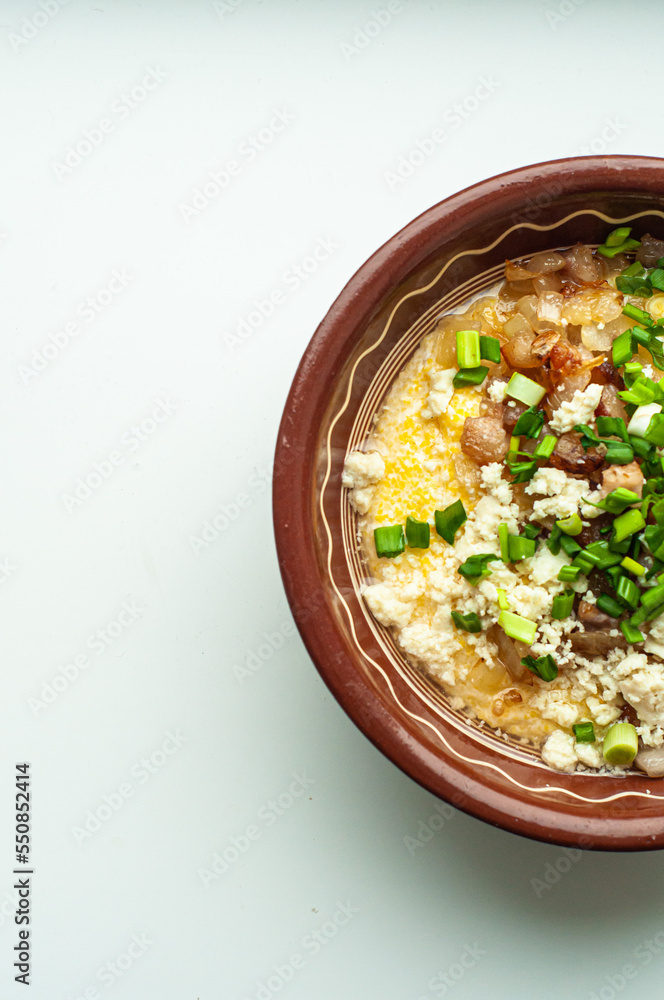 national traditional Ukrainian dish made from corn grits banosh with ...