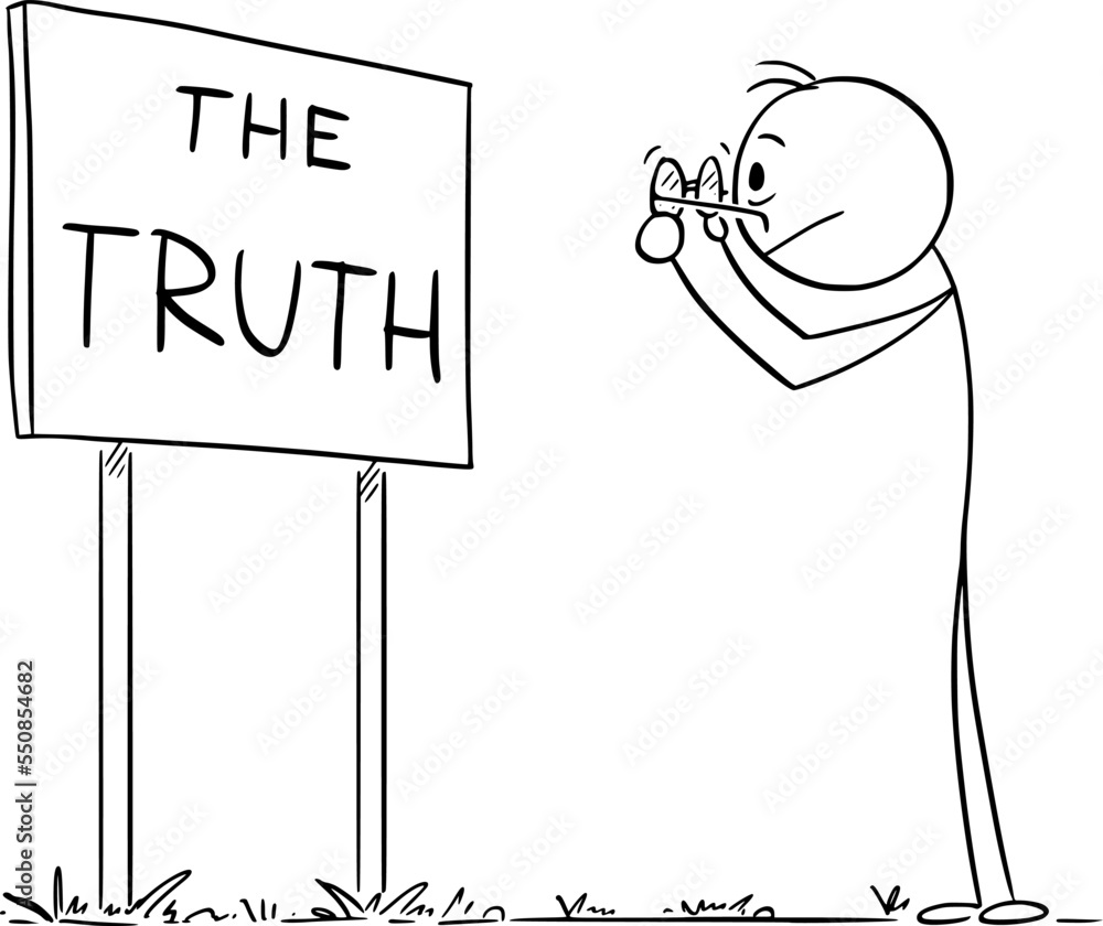 Poster Person Trying to See the Truth, Vector Cartoon Stick Figure ...