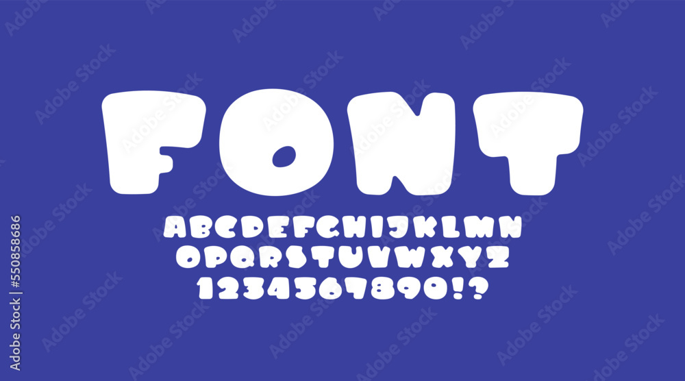 Rounded Font in the comics style, trendy cartoon alphabet, bold white ...