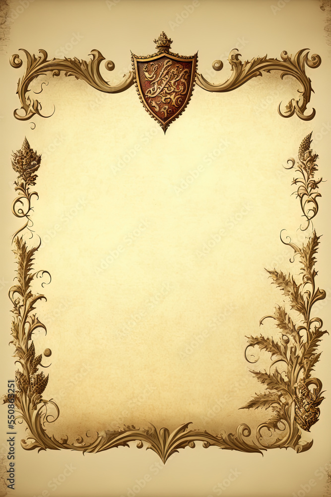 Antique paper with drawing of medieval border Stock Illustration ...