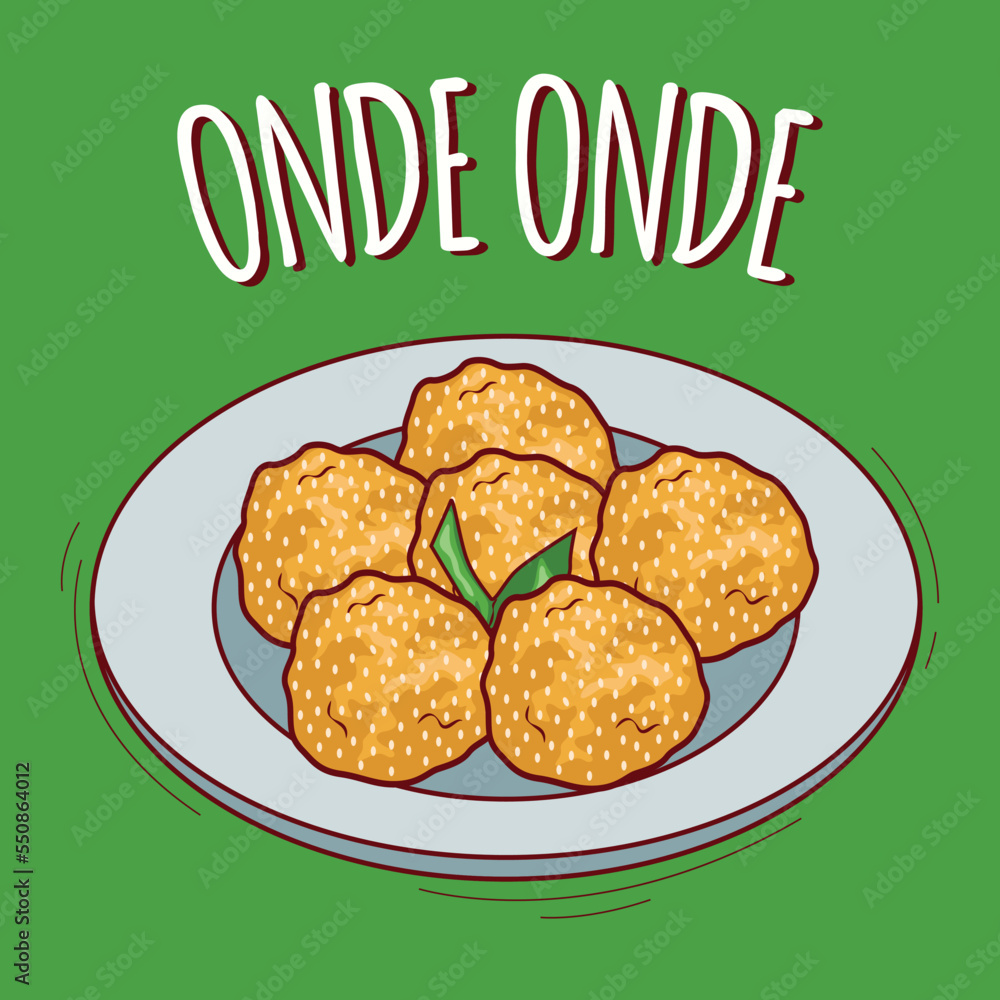Onde onde illustration Indonesian food with cartoon style Stock Vector ...