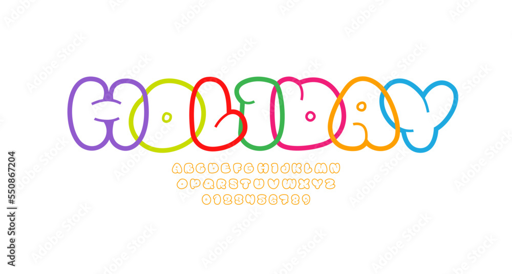 Comic font drawn by line, alphabet in the cartoon style, uppercase ...