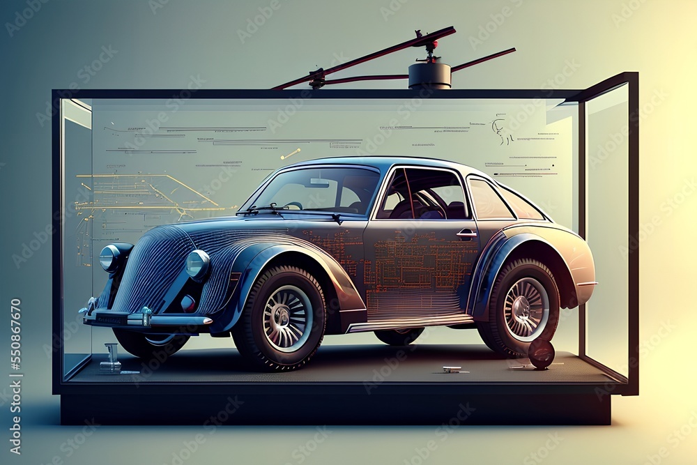 Generative AI, a car in a glass box Stock Illustration | Adobe Stock
