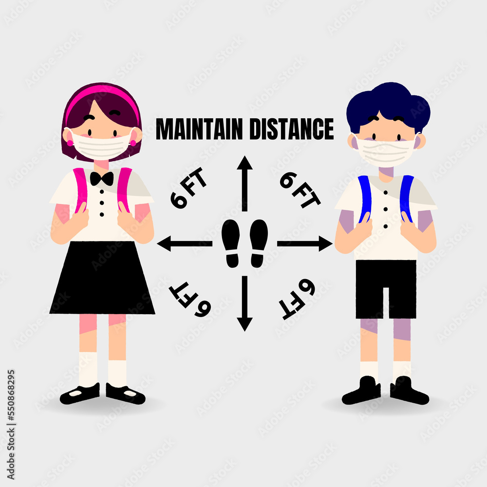 Corona virus awareness poster for school students, maintain 6 feet ...