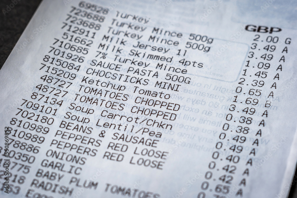 British shopping receipt stacks background in england uk Stock Photo ...