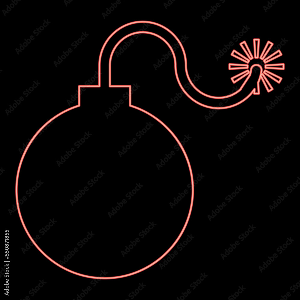 Neon bomb explosive military anicent time bomb weapon with fire spark ...