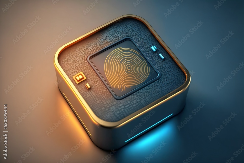 modern black fingerprint sensor, technology, data collection, hightech ...