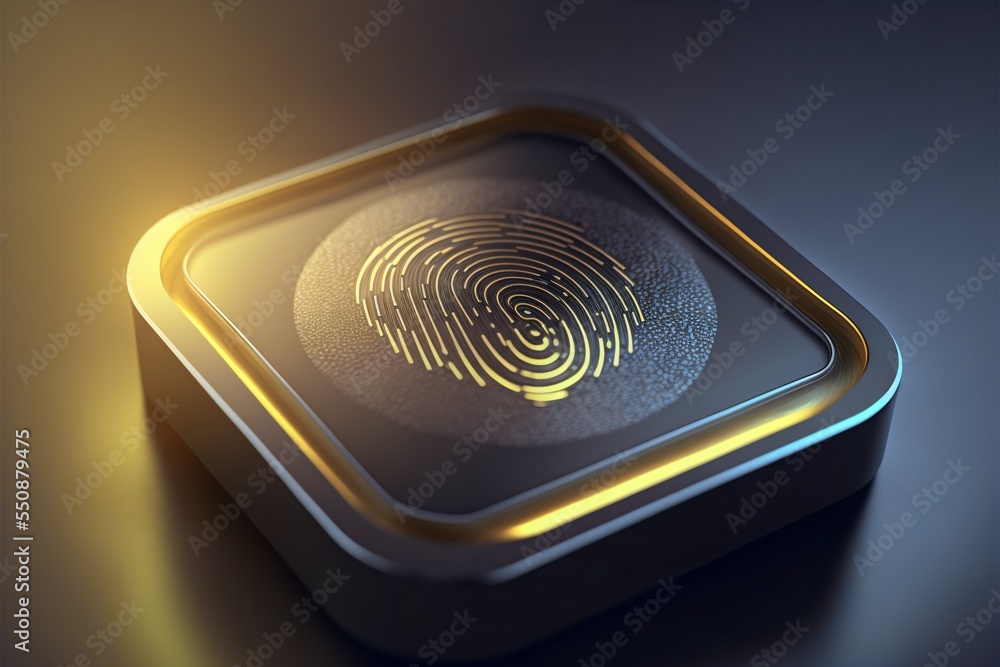 modern black fingerprint sensor, technology, data collection, hightech ...