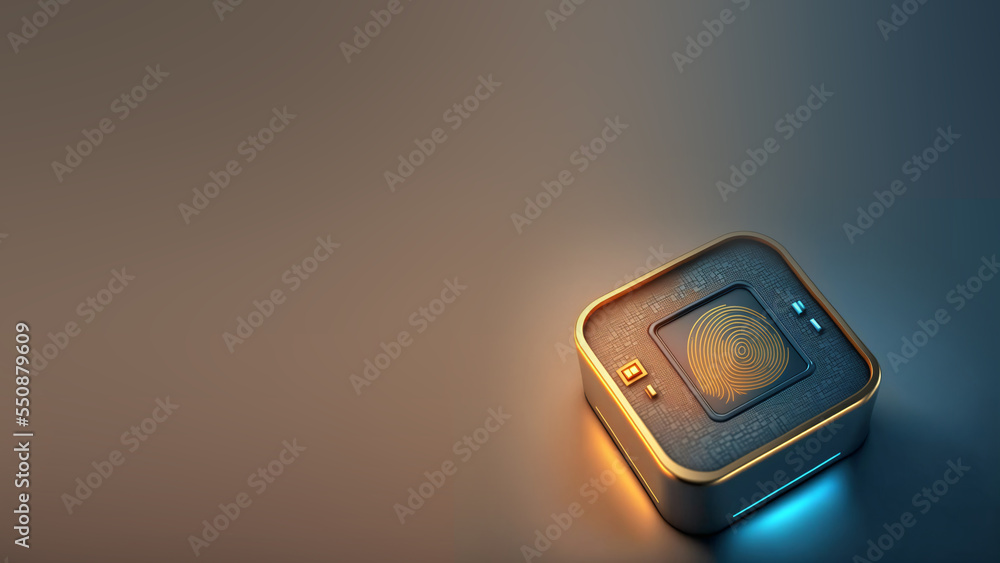 modern black fingerprint sensor, technology, data collection, hightech ...